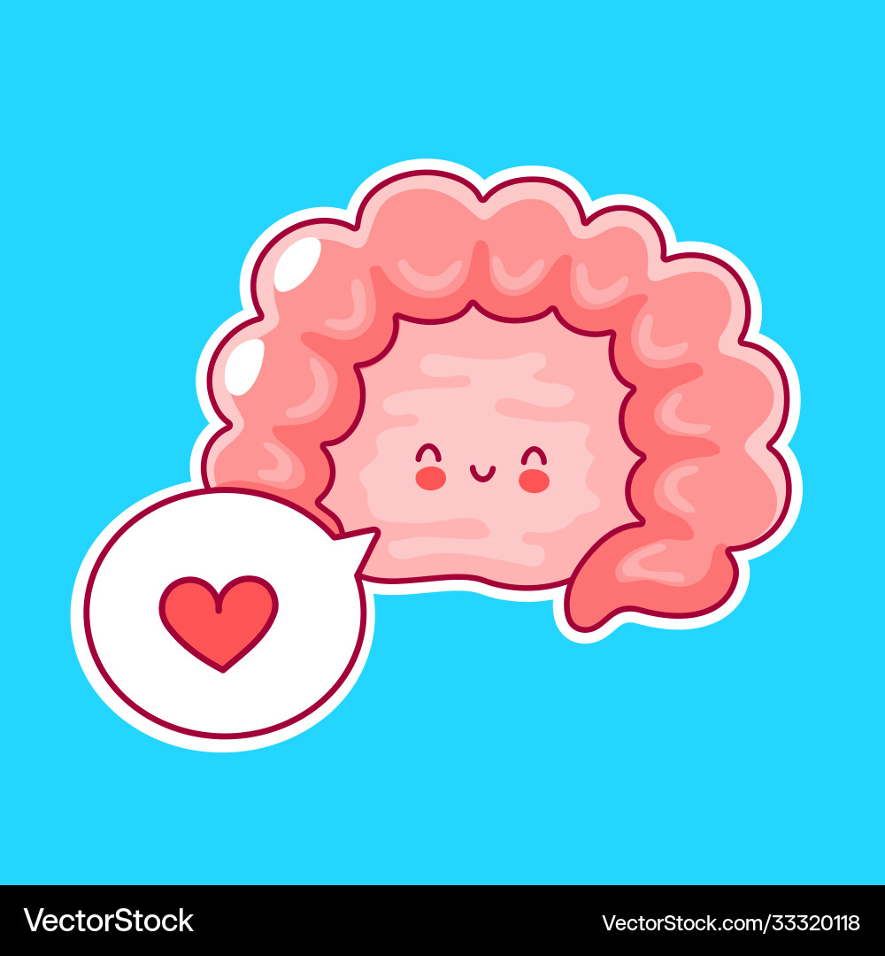 Cute human intestine organ with speech bubble Vector Image