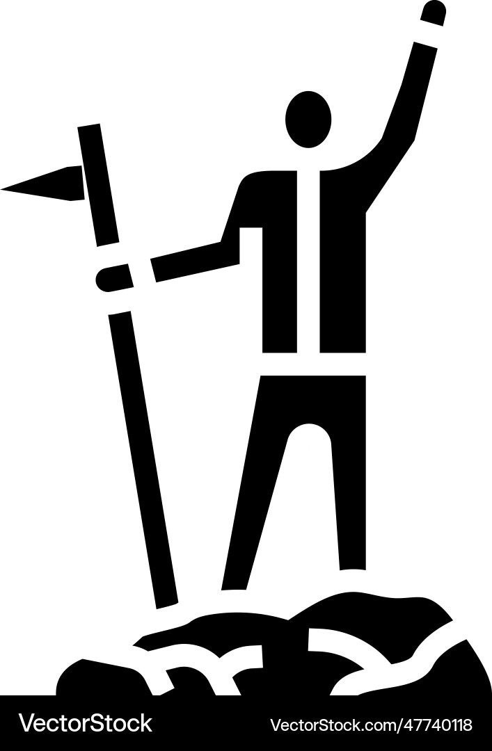 Flag mountaineer top glyph icon Royalty Free Vector Image