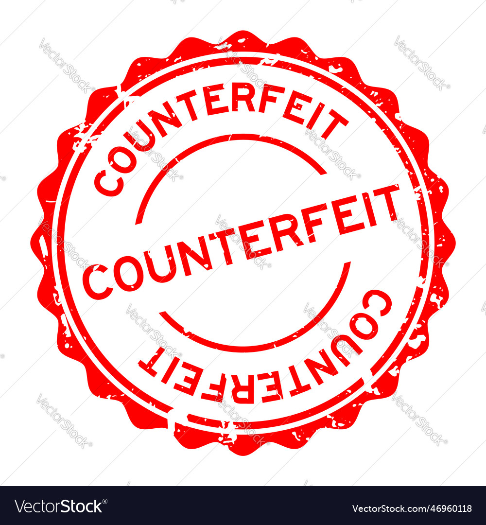 Grunge red counterfeit word round rubber seal Vector Image