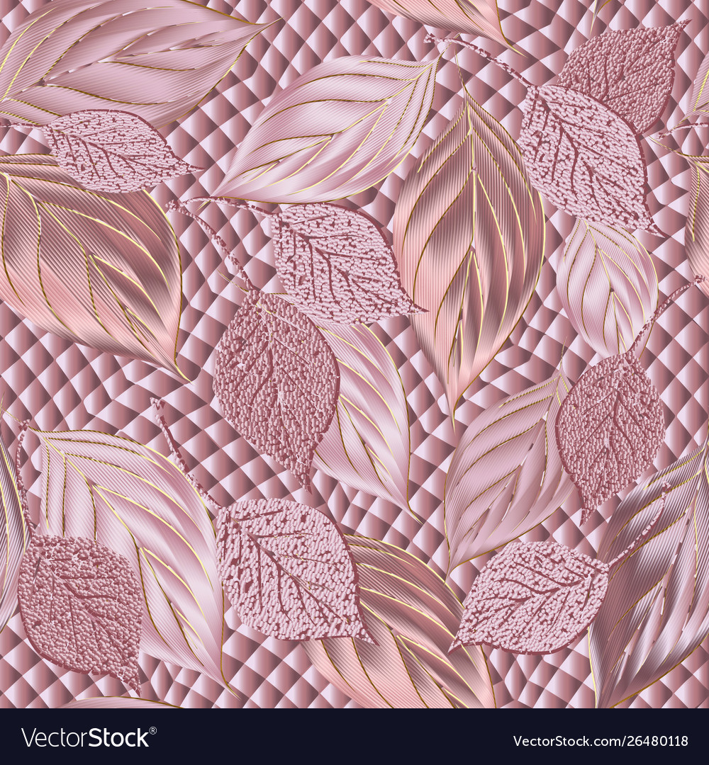 Leafy 3d seamless pattern textured surface Vector Image
