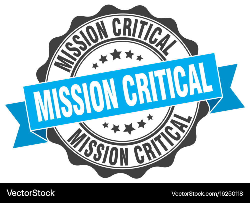 Mission critical stamp sign seal Royalty Free Vector Image