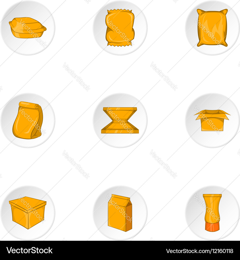 Packing icons set cartoon style Royalty Free Vector Image