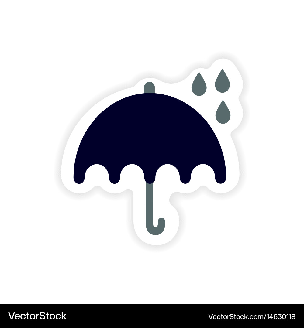 Paper sticker british umbrella on white background