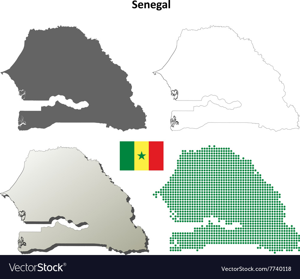 Senegal outline map set Royalty Free Vector Image