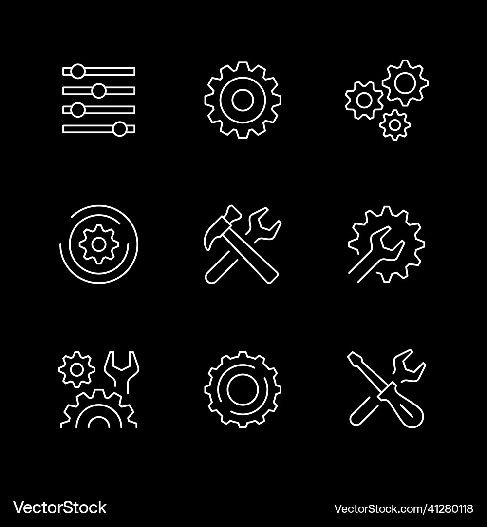Set line icons of settings Royalty Free Vector Image