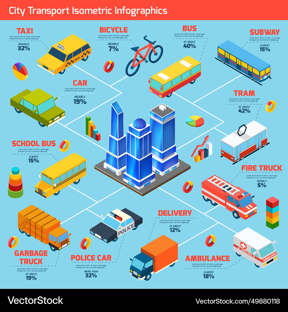 Transport isometric infographics Royalty Free Vector Image