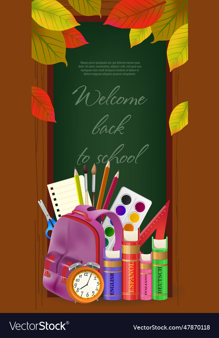 Welcome back to school lettering in frame Vector Image