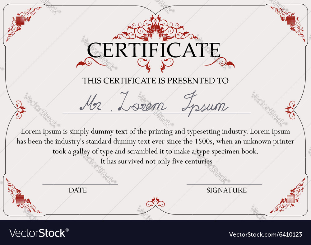 Certificate document template Royalty Free Vector Image