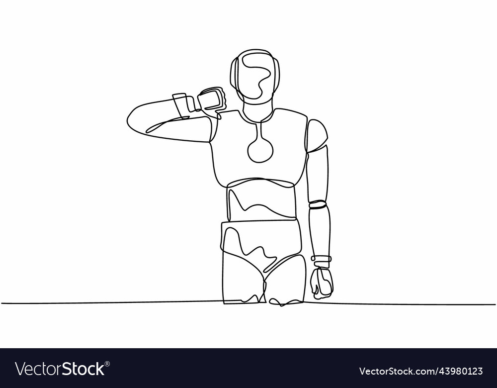 Continuous one line drawing robot standing Vector Image Continuous one line drawing robot standing Vector Image