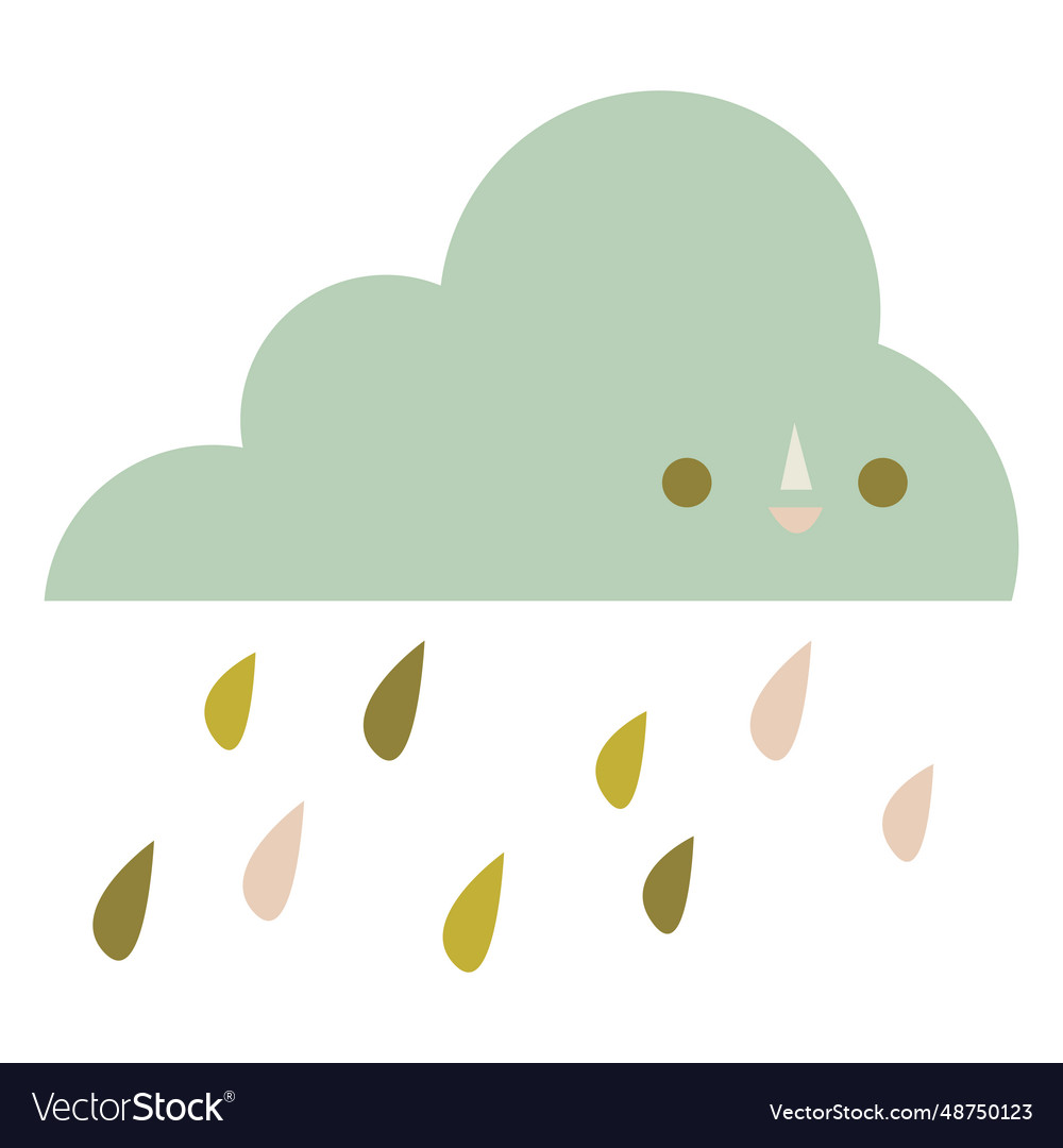 Cute cloud raining flat Royalty Free Vector Image
