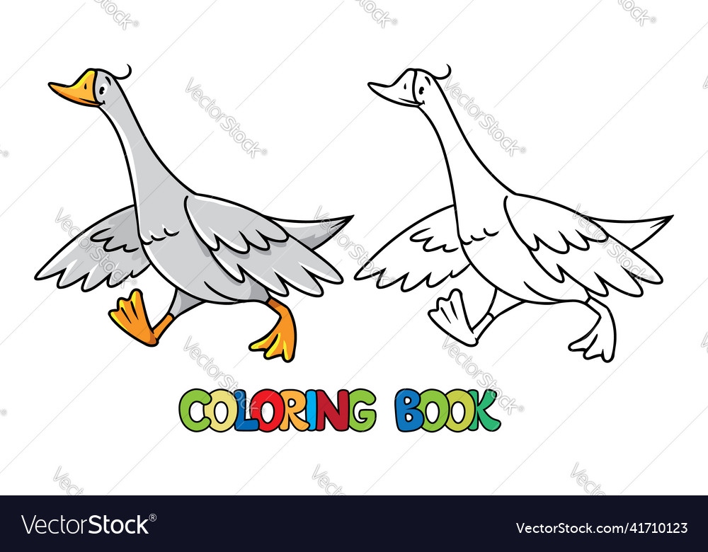 Funny goose farm animals coloring book series Vector Image