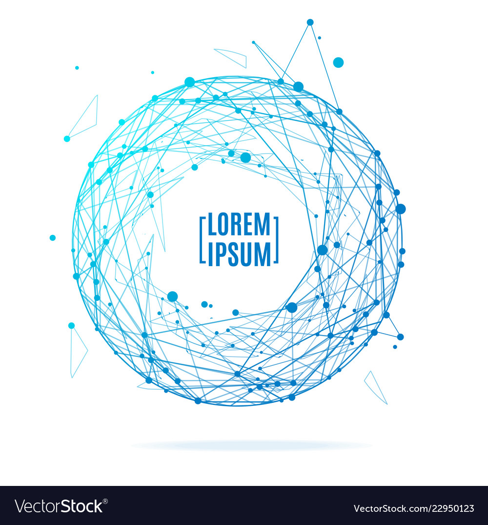 Geometric polygonal abstract sphere with dot Vector Image