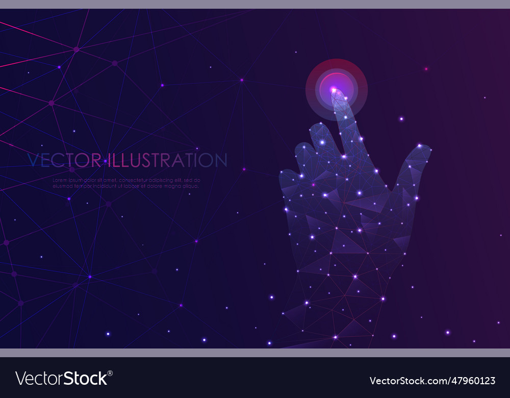 Hand pushing button Royalty Free Vector Image - VectorStock