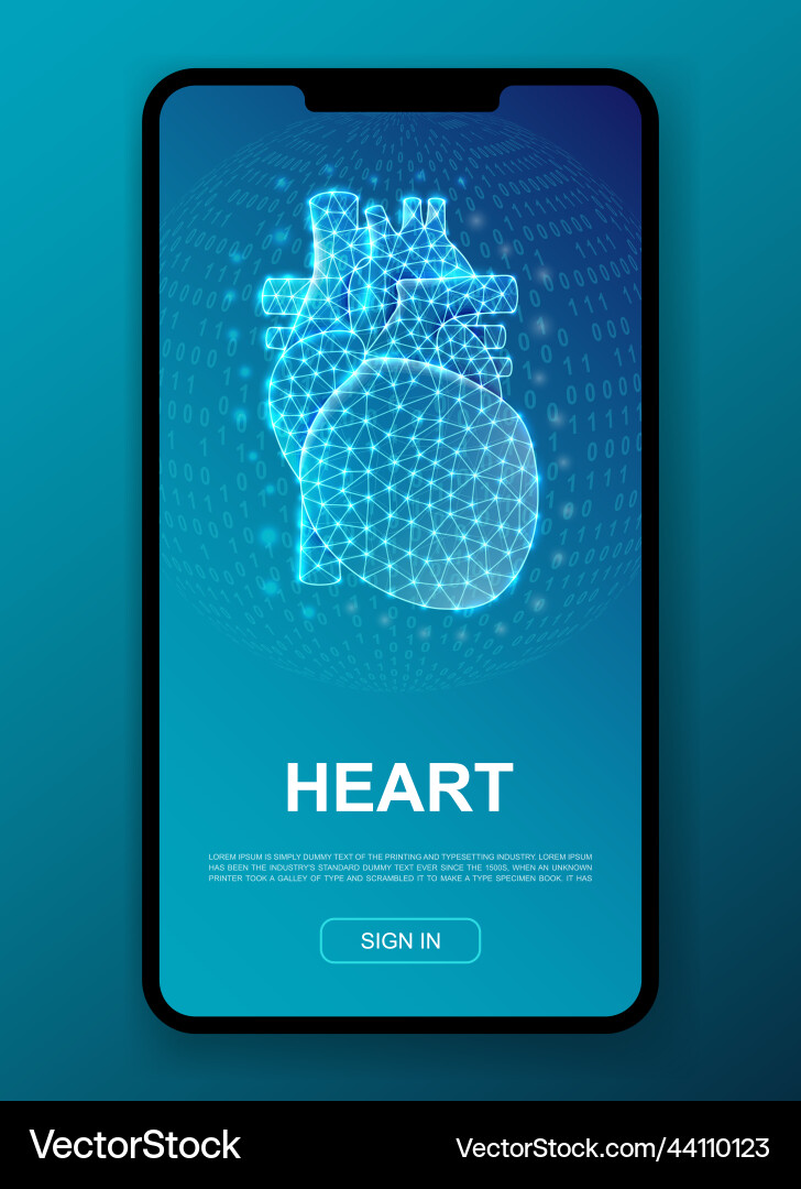 Heart 3d polygonal symbol for ui ux design Vector Image