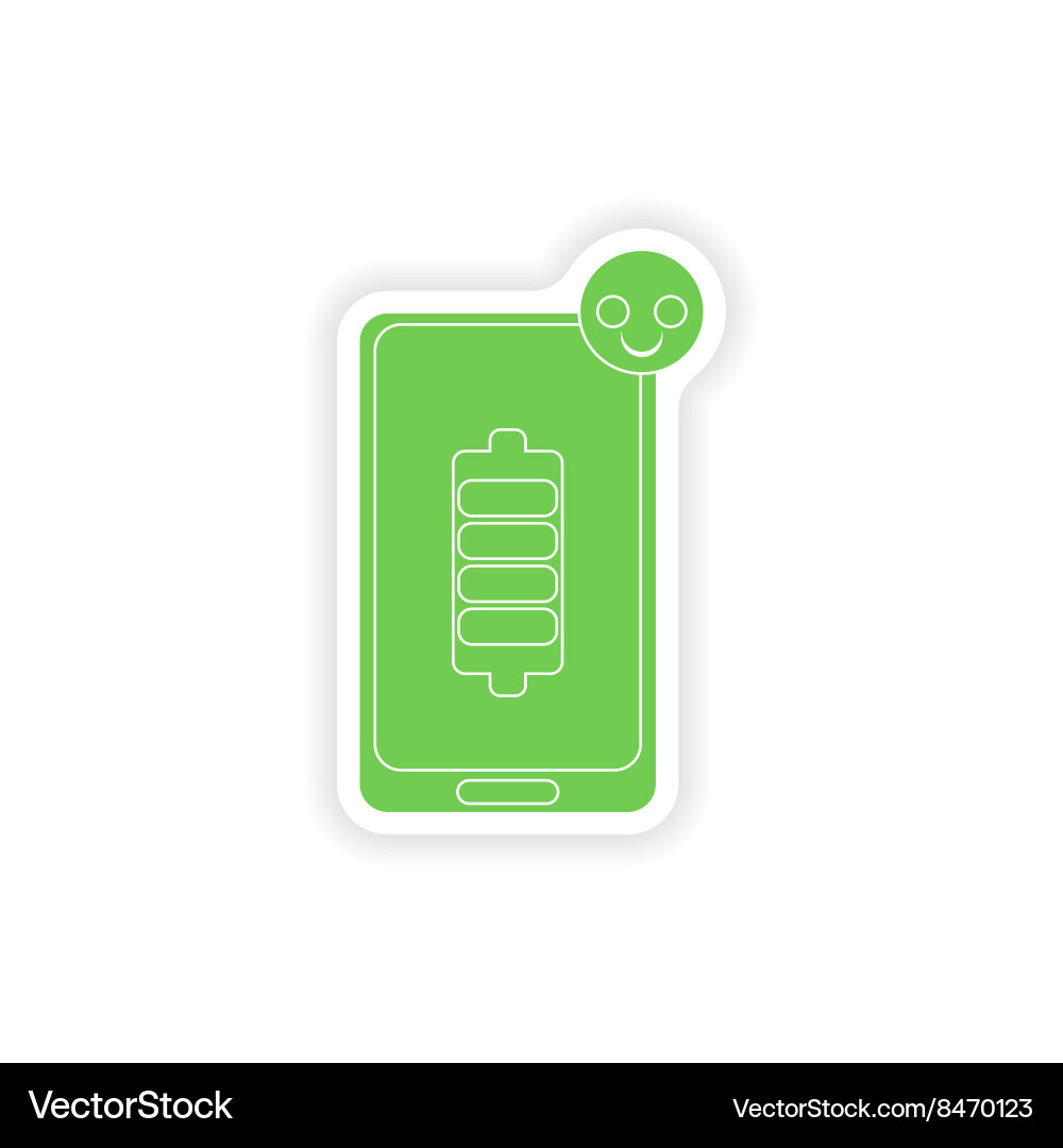 Paper sticker on white background mobile phone Vector Image