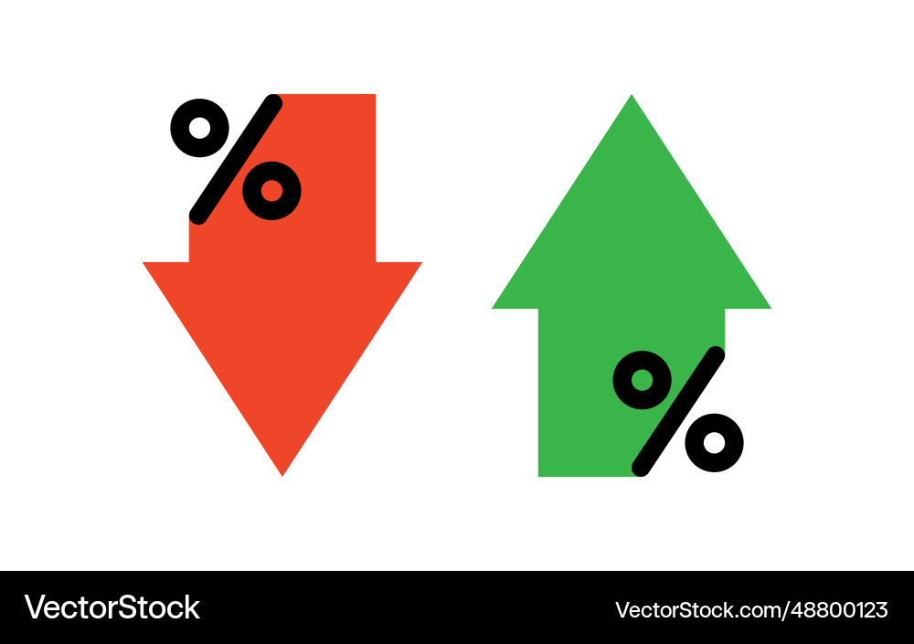 Percentage arrow up and down icon percent flat Vector Image
