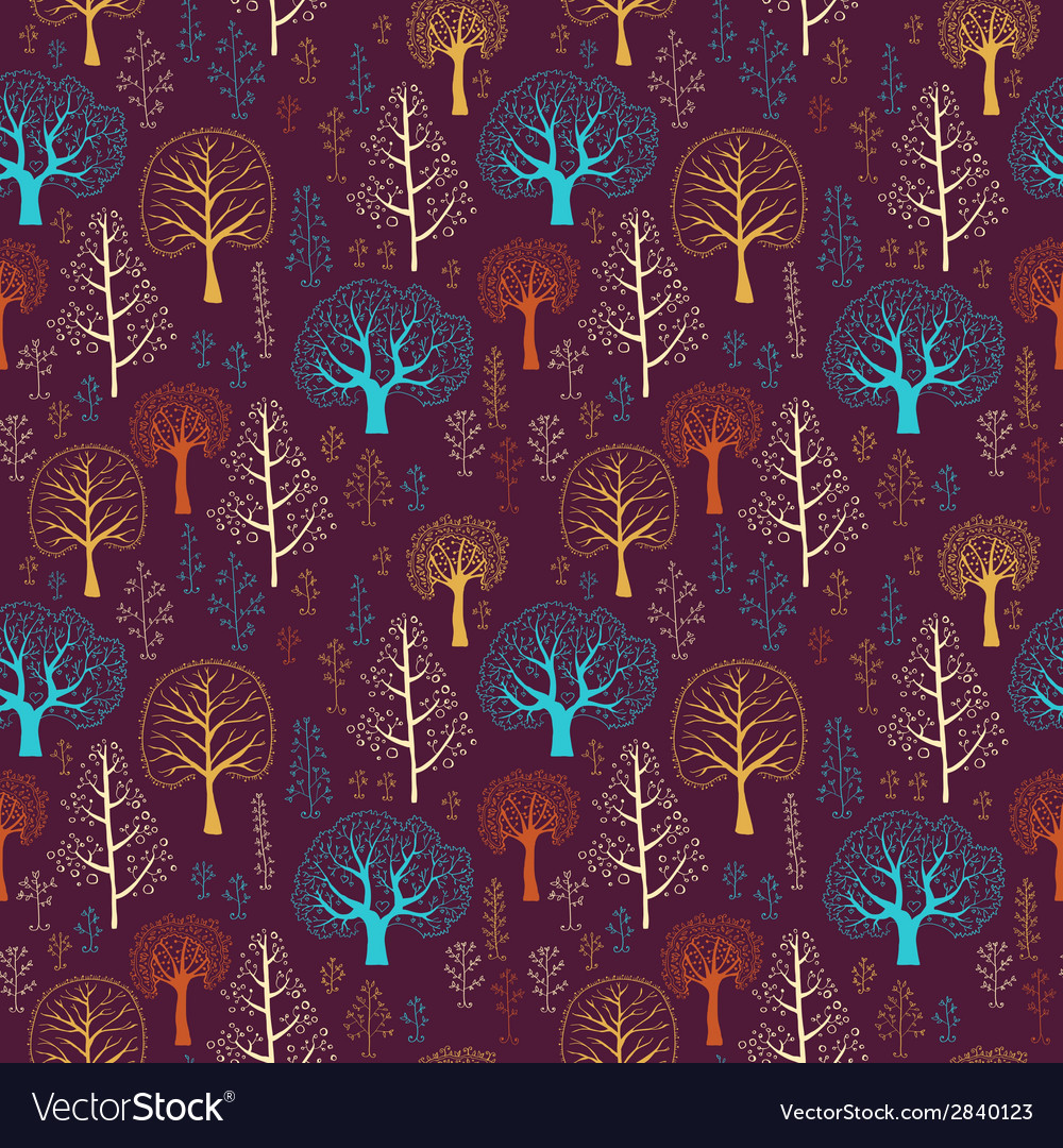 Seamless tree pattern with forest Royalty Free Vector Image