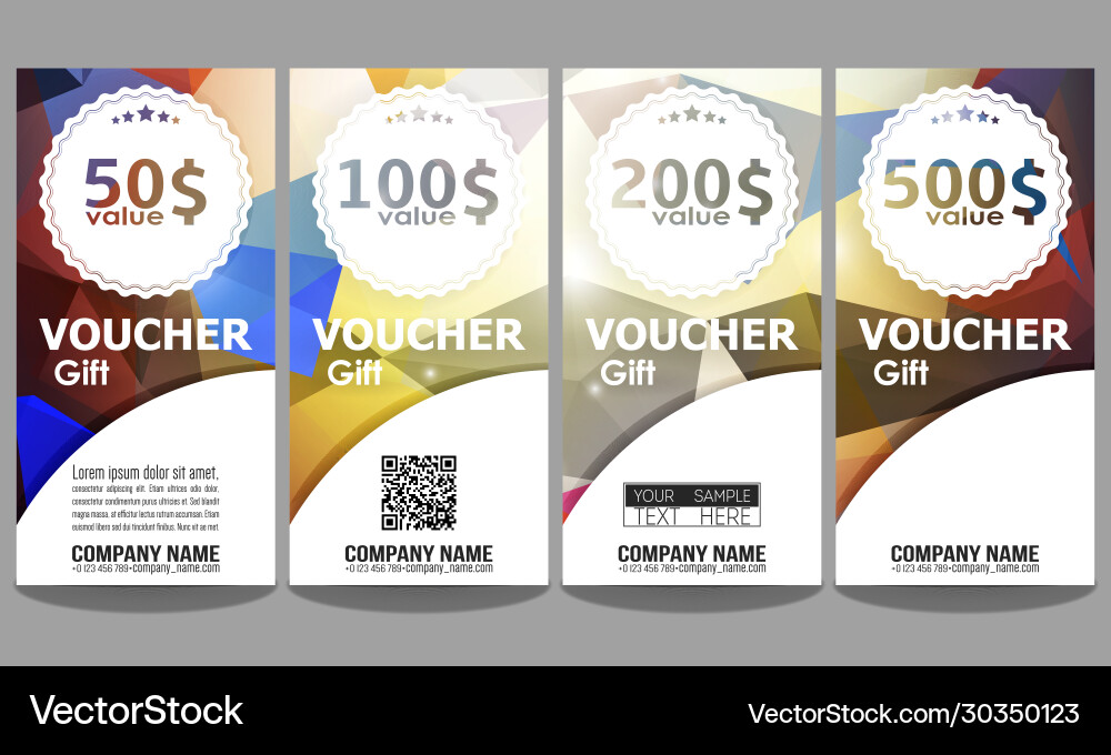 Set modern gift voucher templates colorful Vector Image