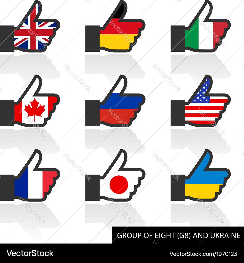Set of g8 flags with shadow like Royalty Free Vector Image