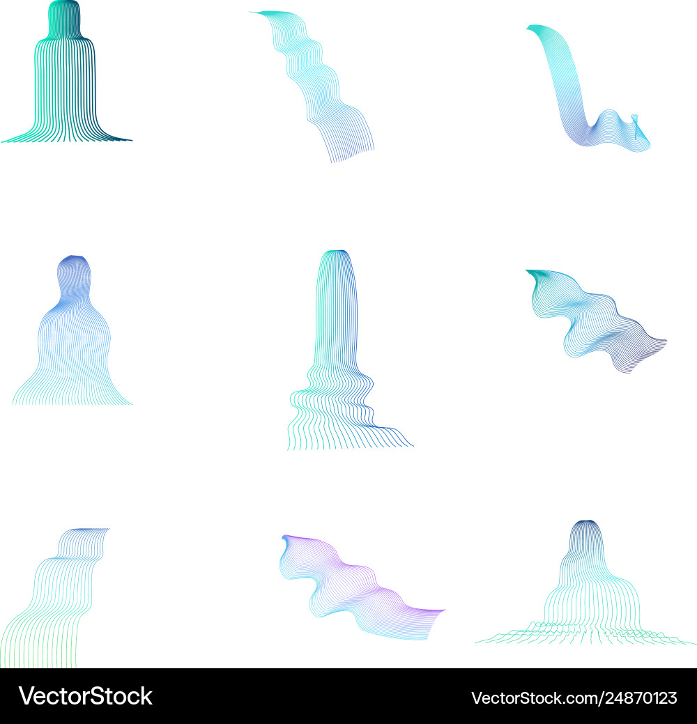 Set waterfall cascade Royalty Free Vector Image