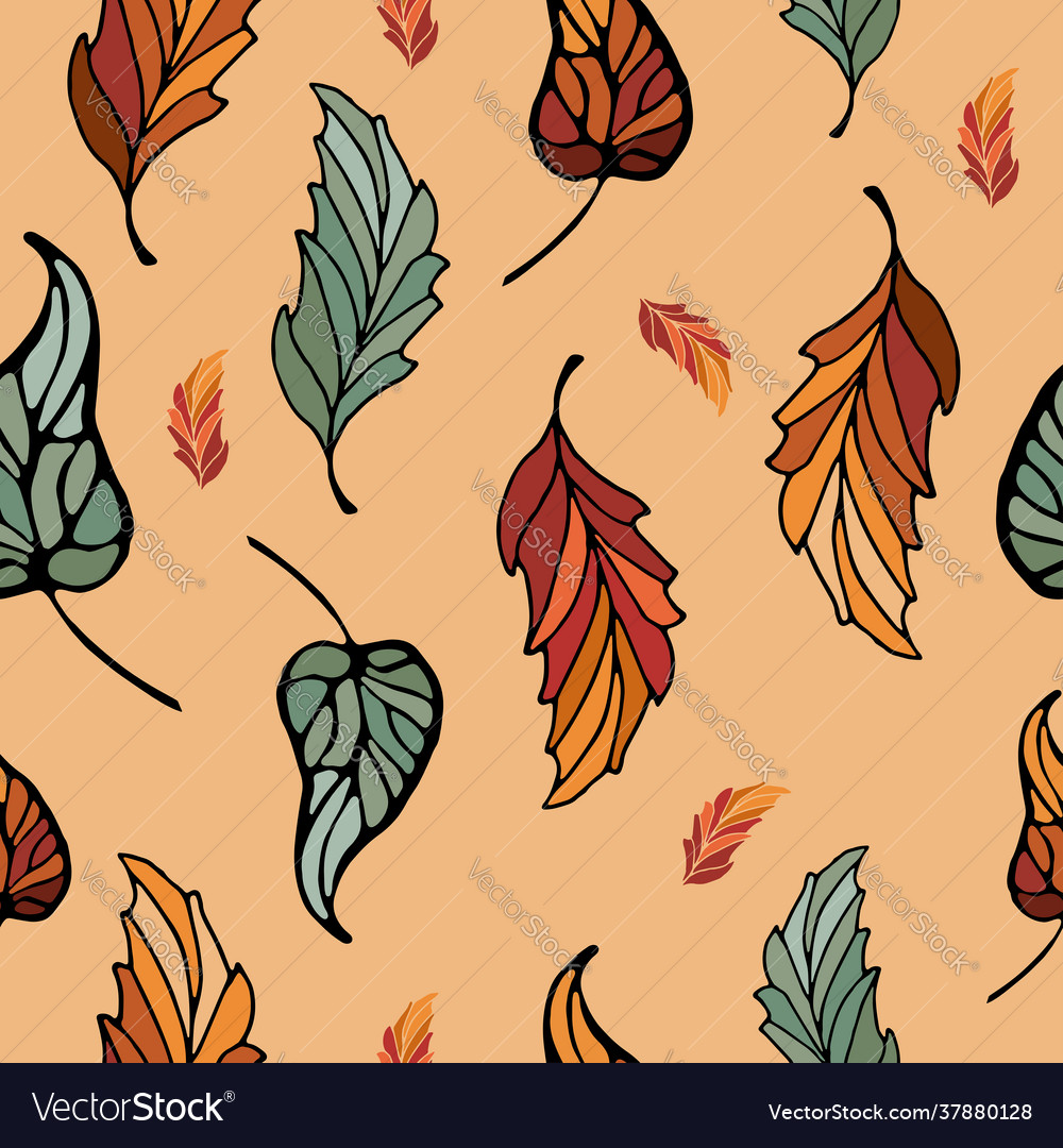 Autumn leafy pattern with colorful leaves Vector Image