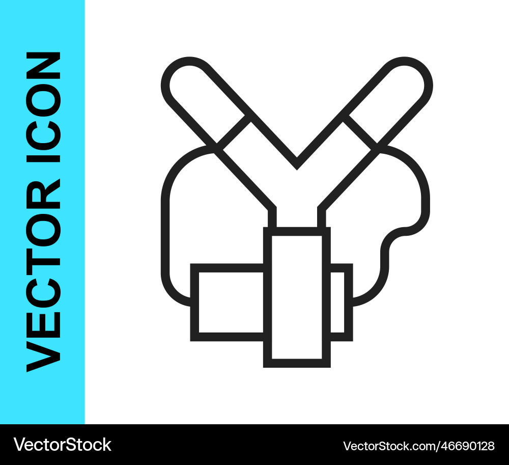 Black line slingshot icon isolated on white Vector Image