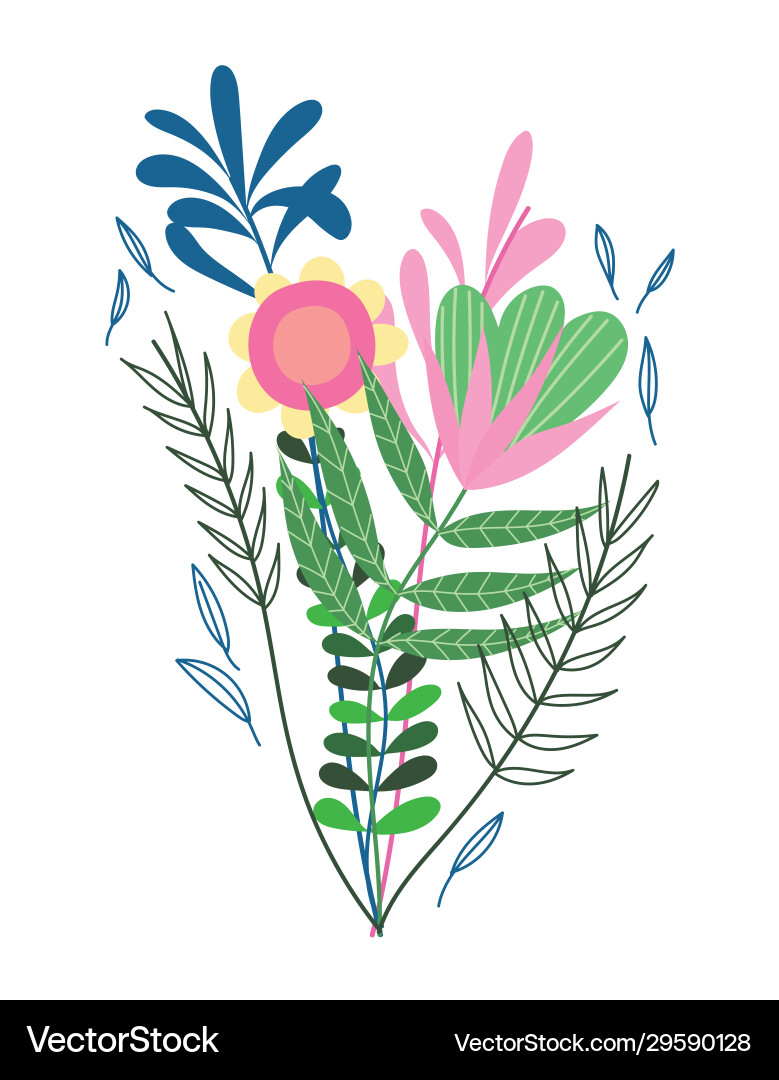 Bunch flowers branches vegetation nature wild Vector Image