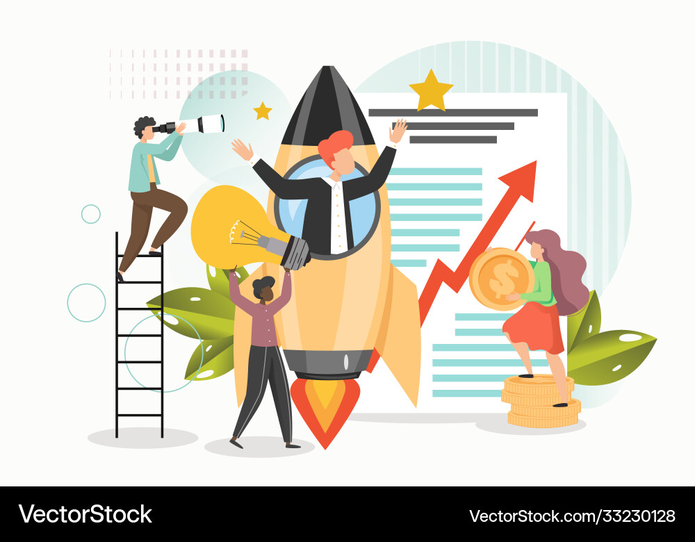 Business startup with new ideas vision growth Vector Image