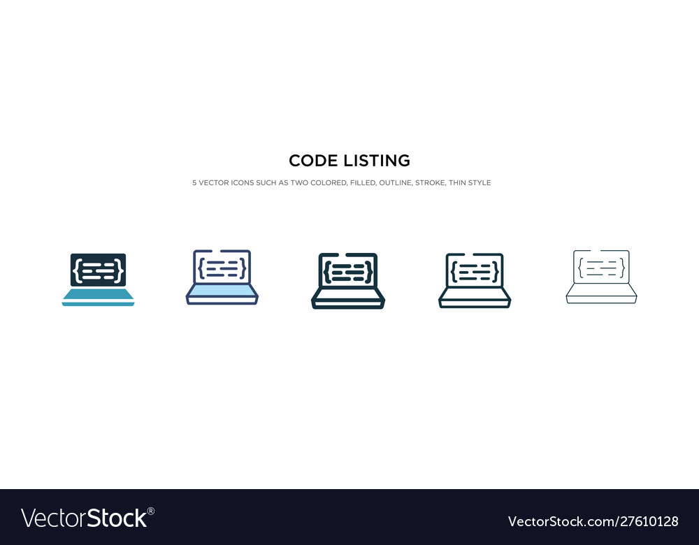 Code listing icon in different style two colored Vector Image