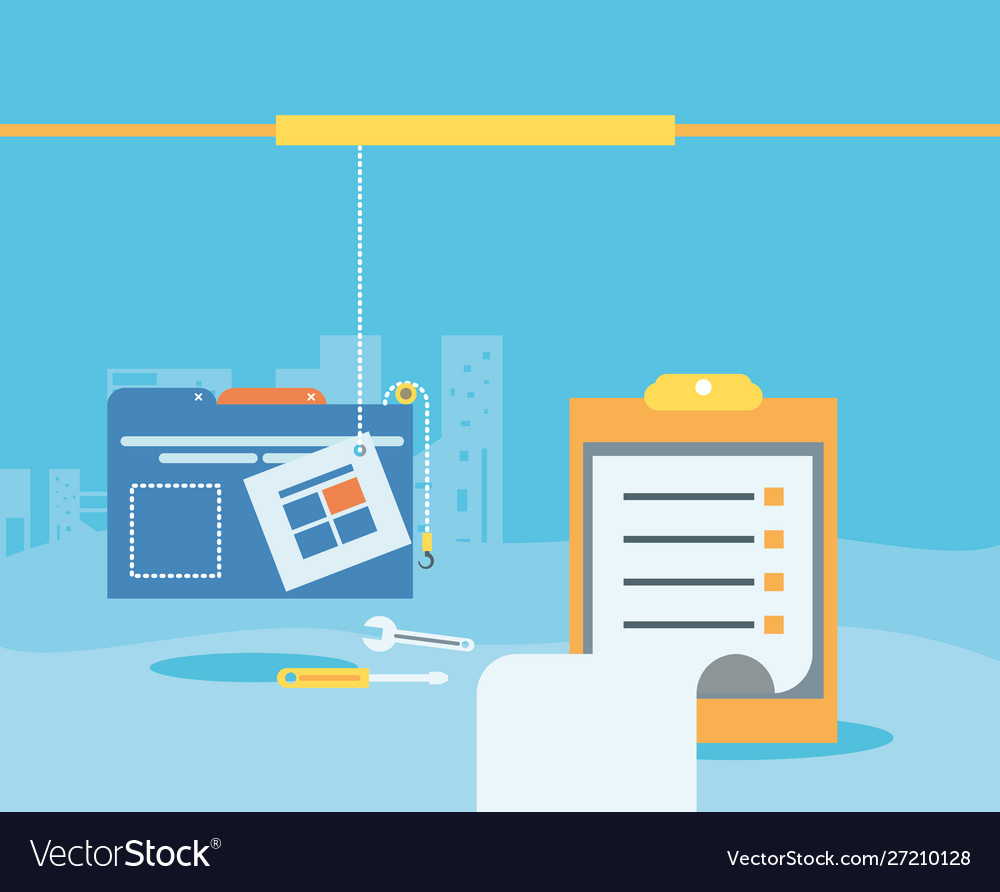 Data folder with webpage under construction Vector Image