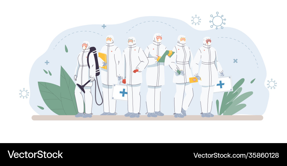 Flat cartoon character doctors setpandemic virus Vector Image