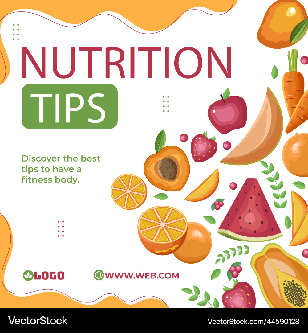 Flat design fitness nutrition posts template Vector Image