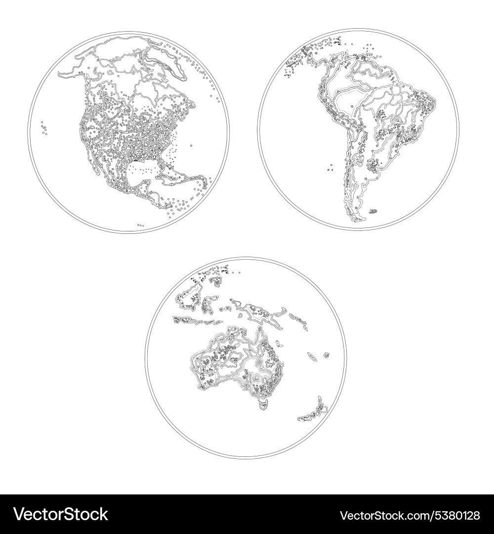 Globes scheme settlements america and australia Vector Image