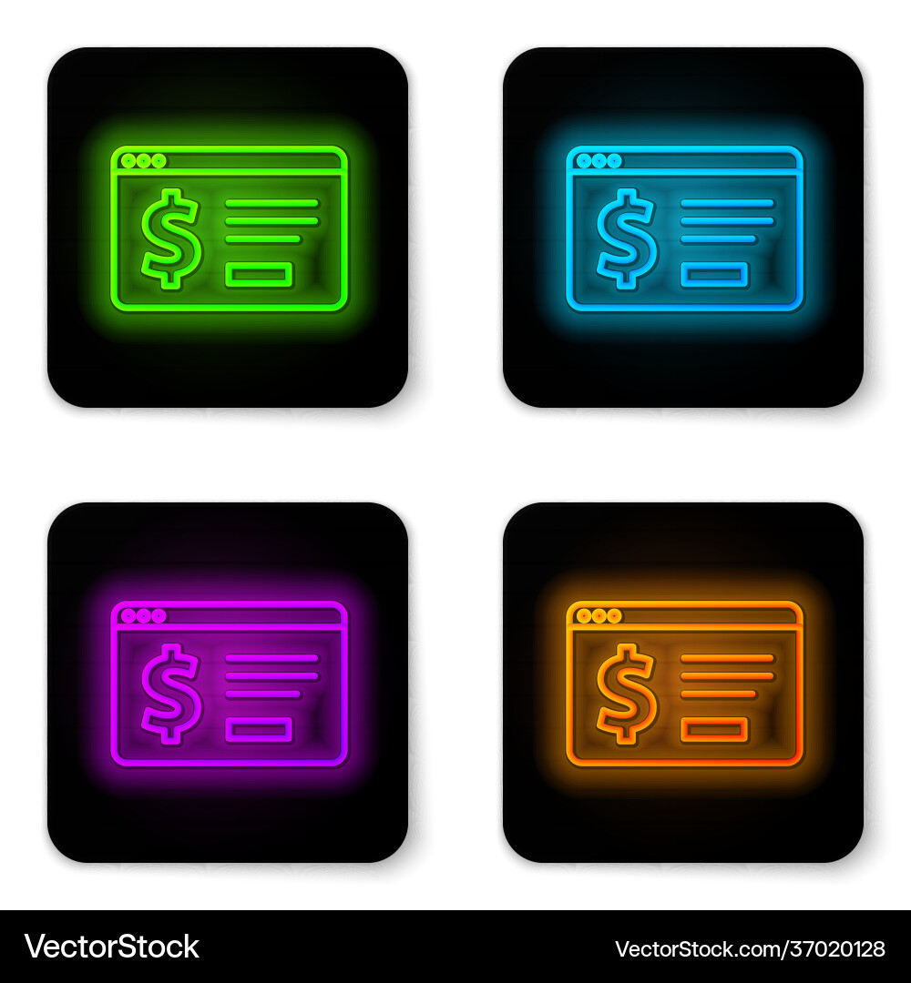 Glowing neon line online banking with dollar icon Vector Image
