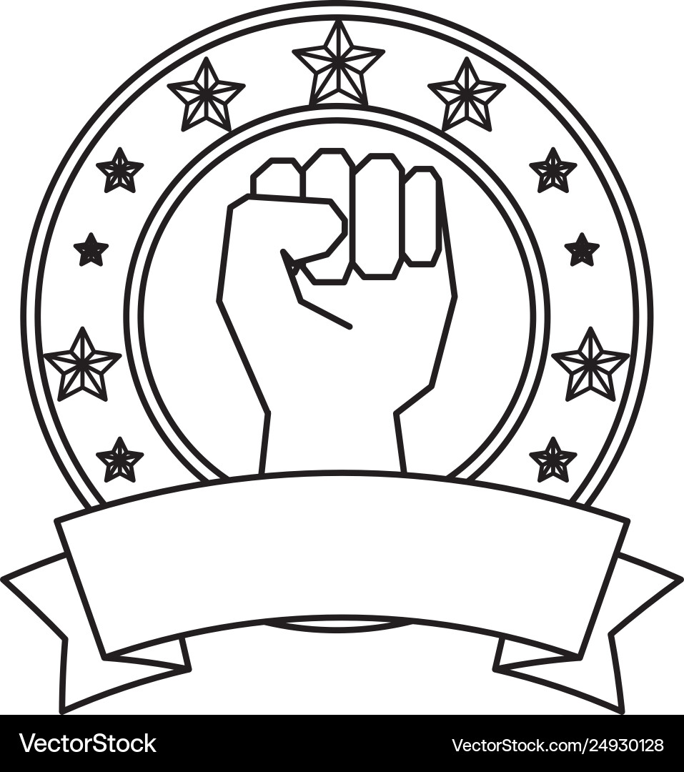 Hand human fist emblem Royalty Free Vector Image