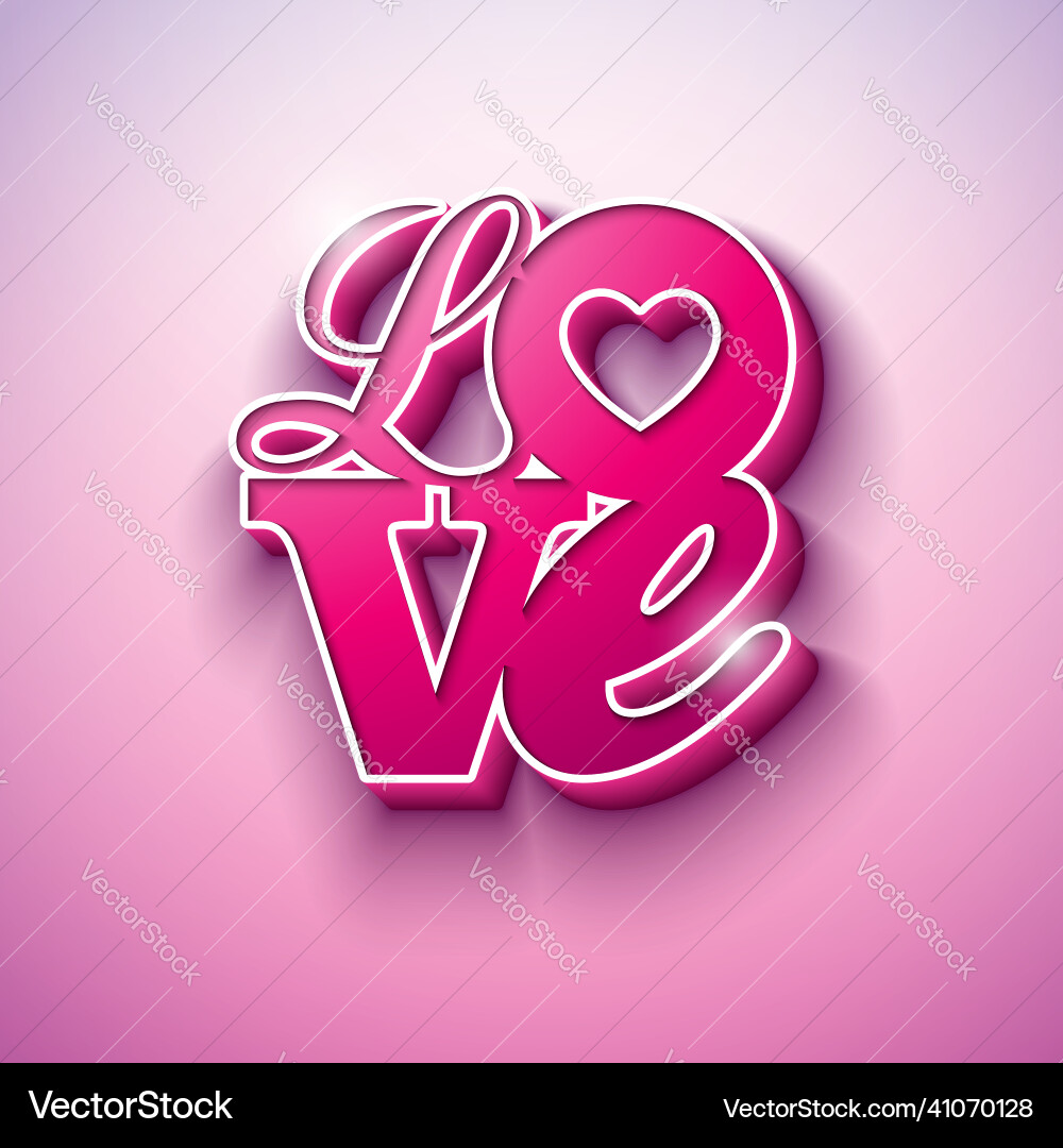 Happy valentines day design with 3d love Vector Image