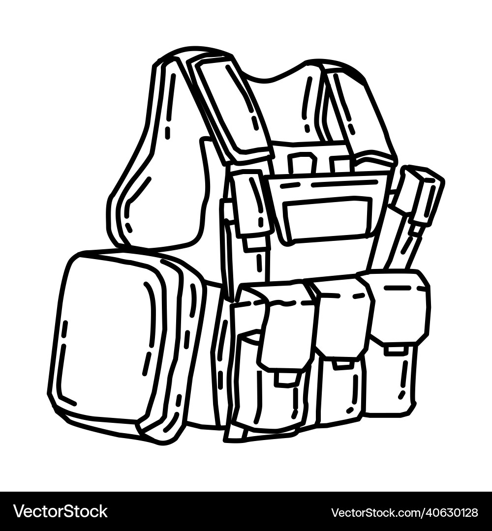 Marine combat utility vest icon doodle hand drawn Vector Image