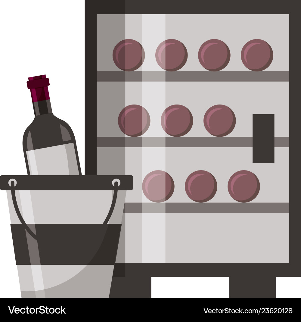 Refrigerator wine bottles ice bucket Royalty Free Vector