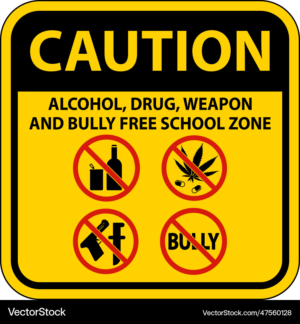 School security sign caution alcohol drug weapon Vector Image