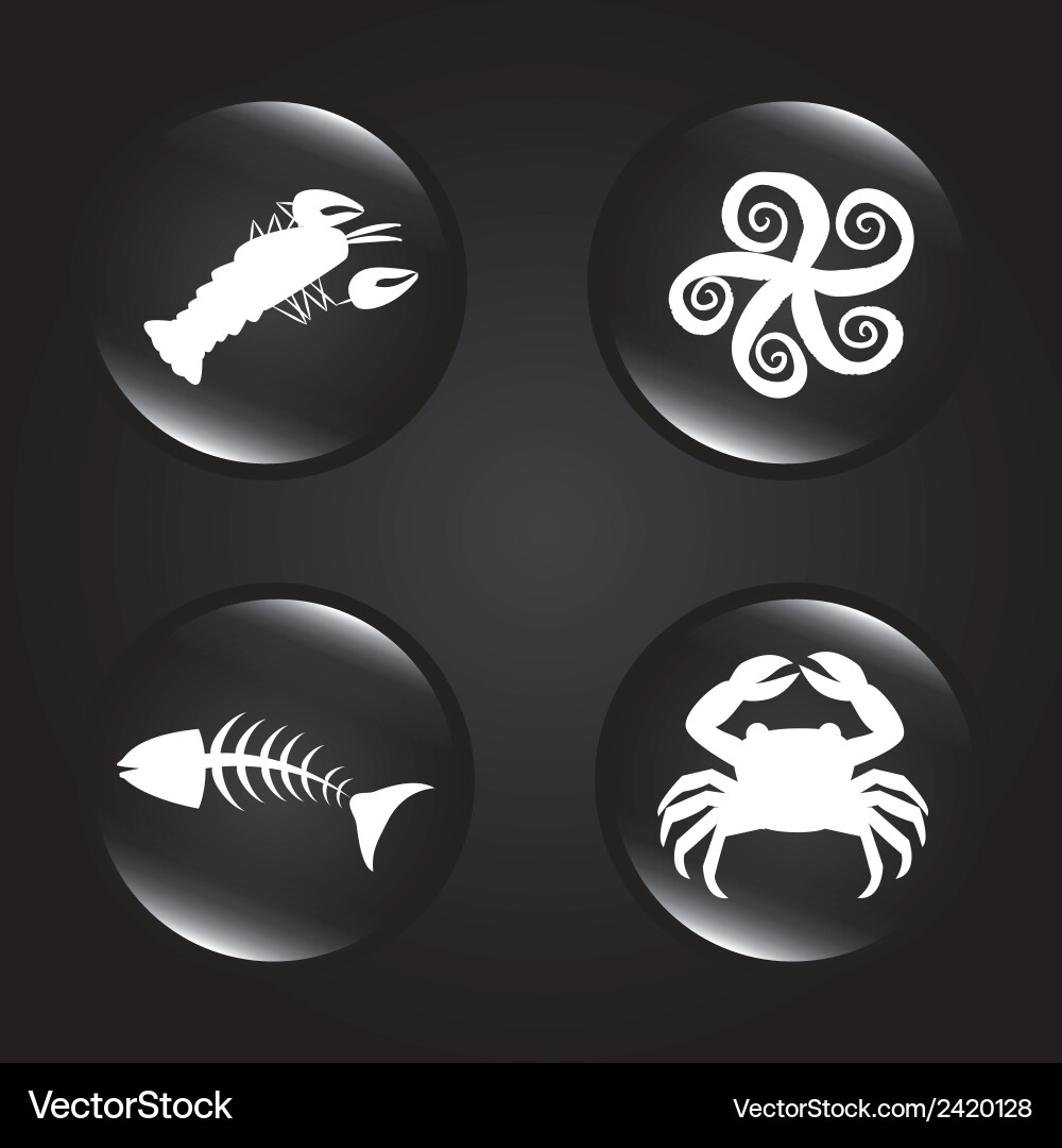 Sea food design over black background Royalty Free Vector