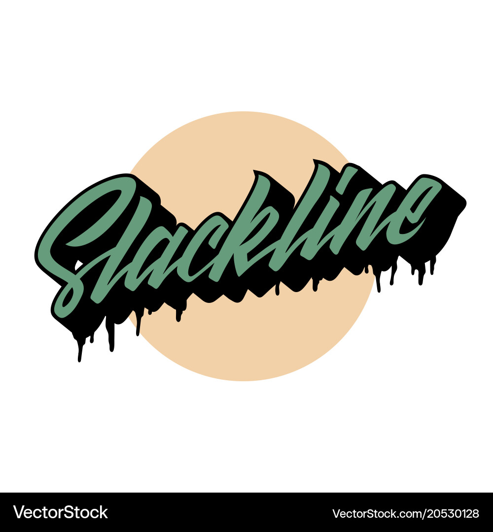 Slackline green lettering logo whit splash Vector Image