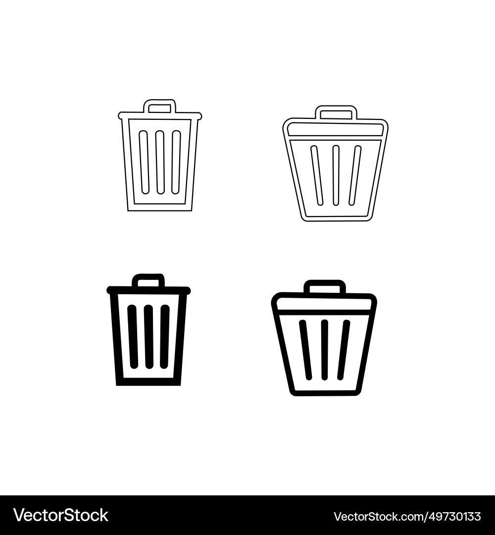 A simple line drawing of three trash cans Vector Image