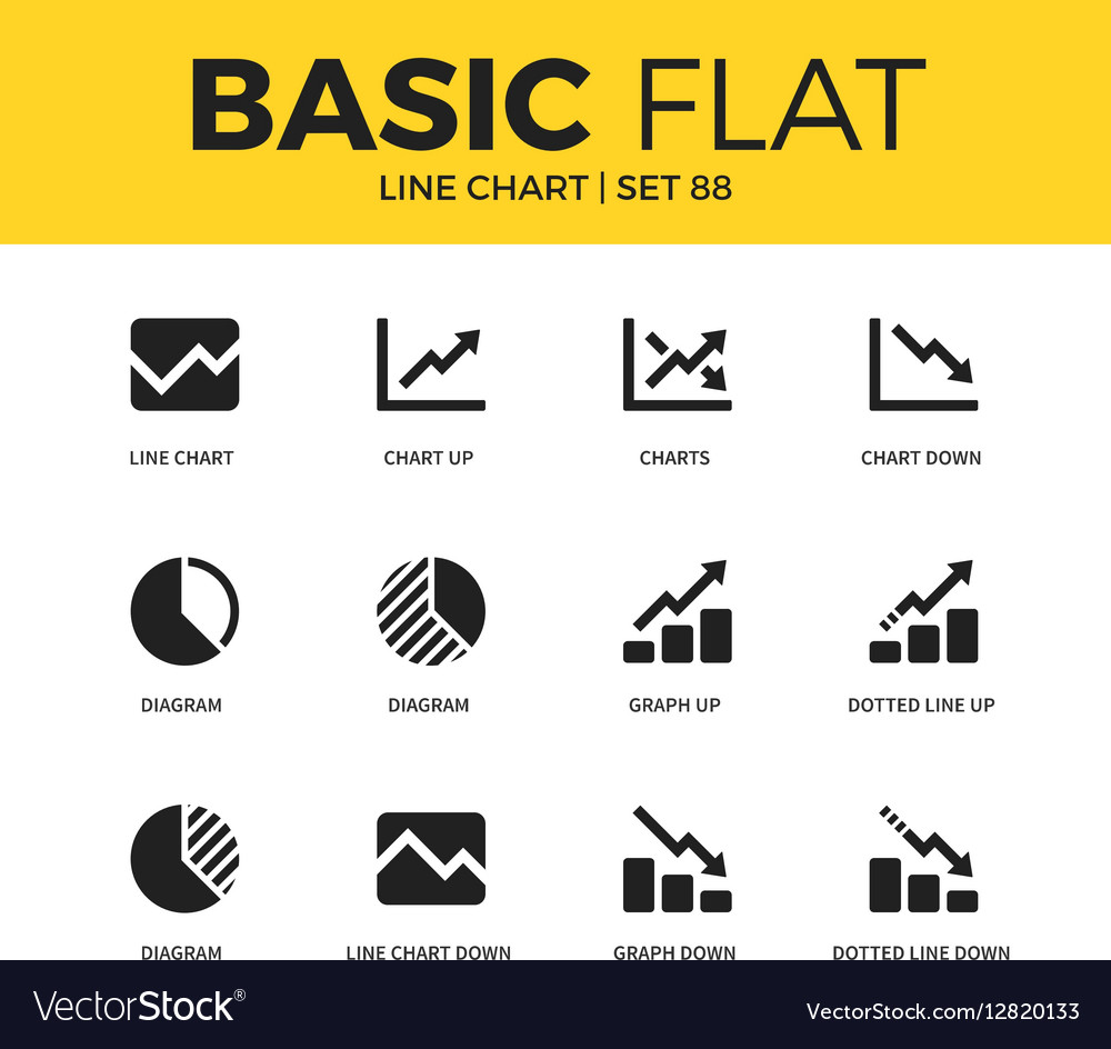 Basic set line chart icons Royalty Free Vector Image