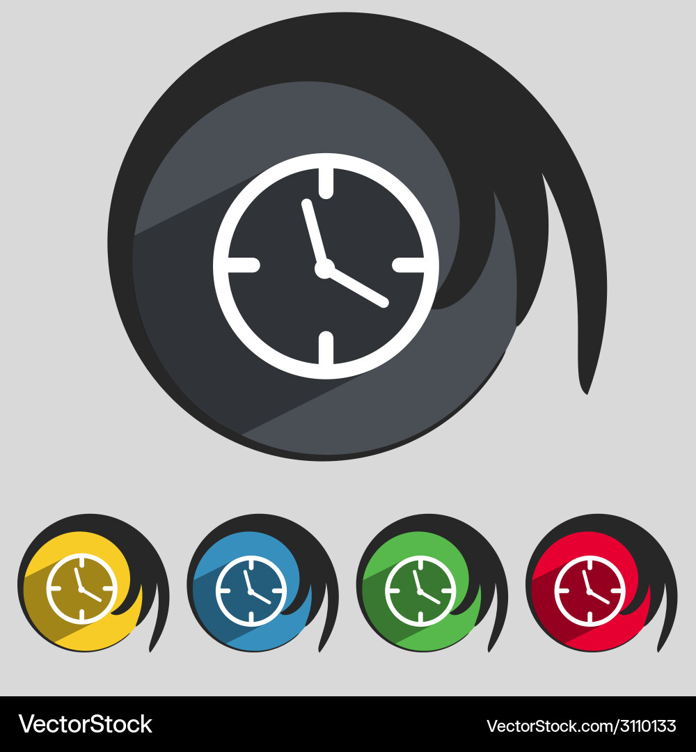 Clock time sign icon mechanical watch symbol set Vector Image