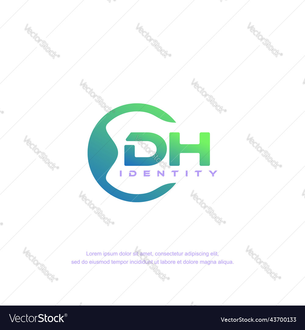 Dh Initial Letter Circular Line Logo Template Vector Image