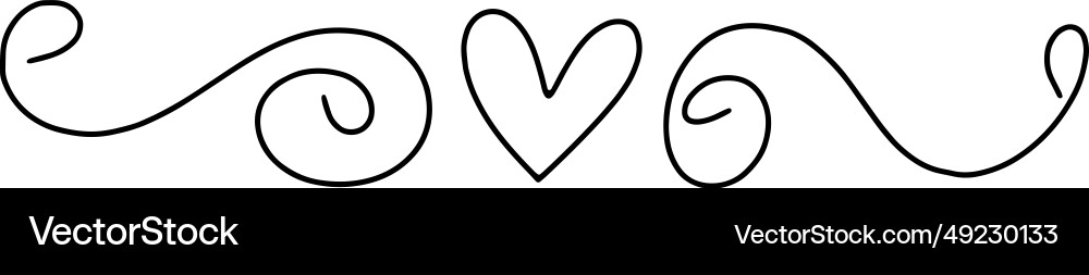 Hand drawn heart symbol divider border frame icon Vector Image