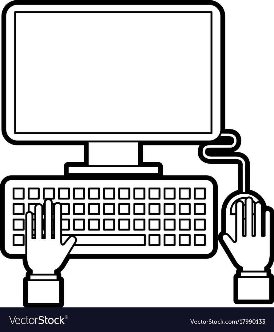 Hands programmer typing work keyboard technology Vector Image