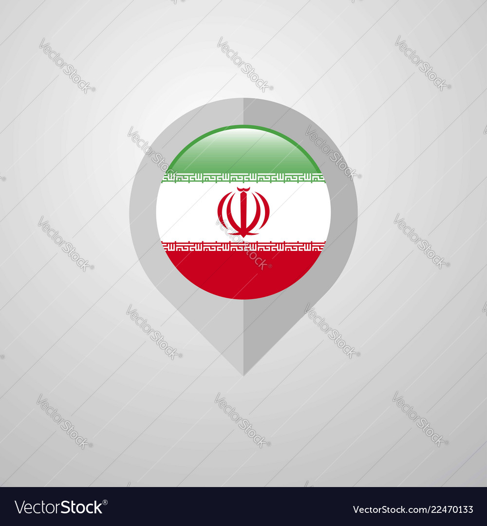 Map navigation pointer with iran flag design Vector Image