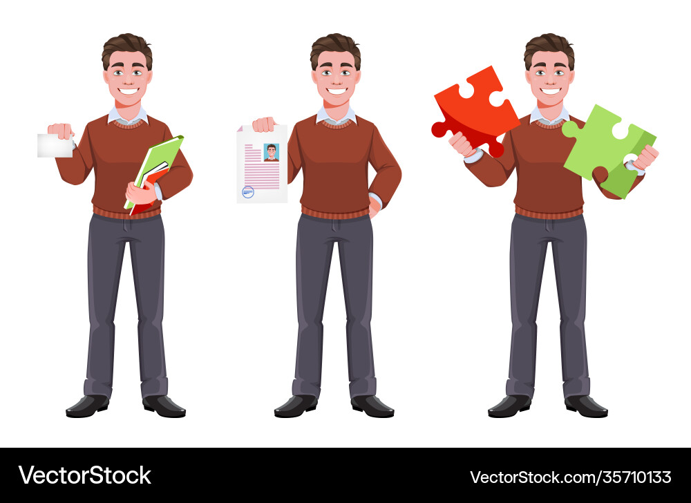 Successful business man manager character design Vector Image