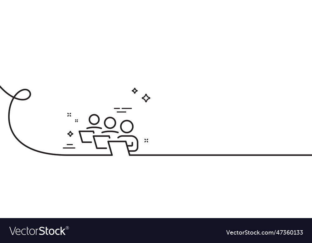 Teamwork line icon remote office sign continuous Vector Image